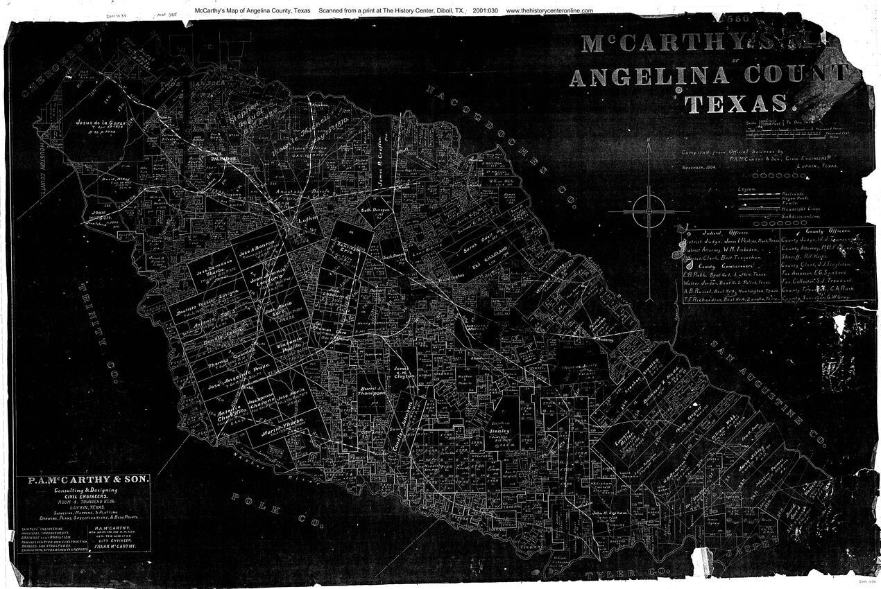 McCarthy's Map of Angelina County, 1904 | The History Center