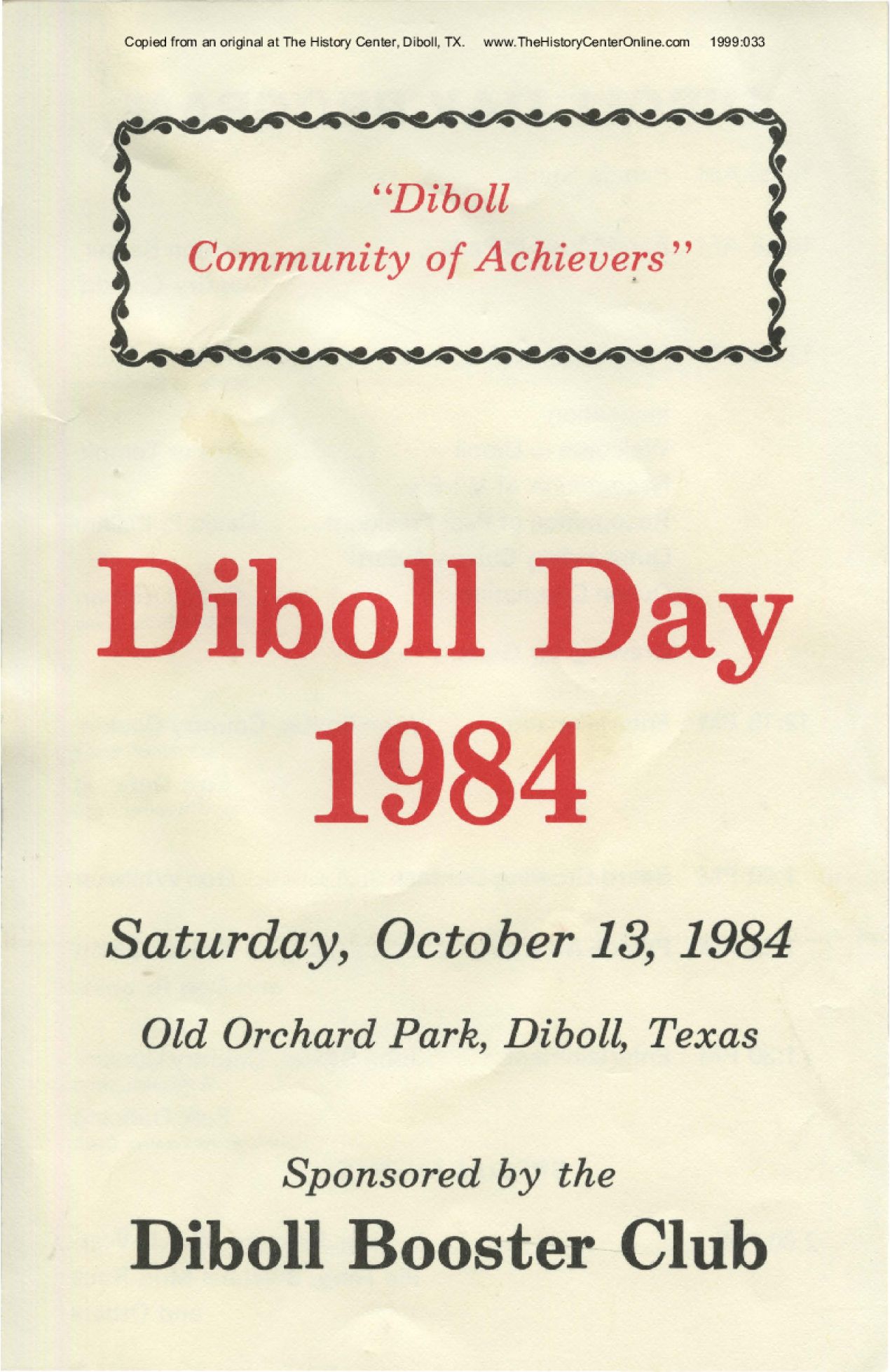 1984 Diboll Day Program | The History Center